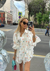 Francesca Set | Cotton Hearts Lounge Shirt Shorts Set – Yojani Boutique