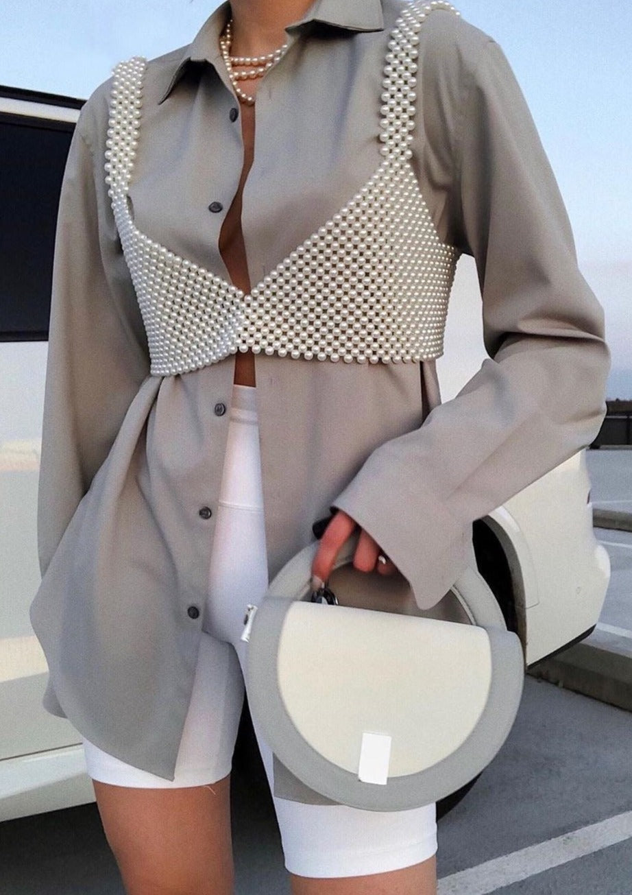 Coco Pearl Top | Pearl Bra Crop Top – Yojani Boutique