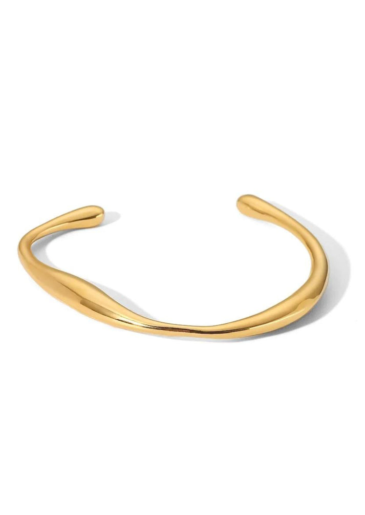 Elise Cuff Bracelet - Gold | Distorted Minimalist Wave Cuff 18K Gold ...