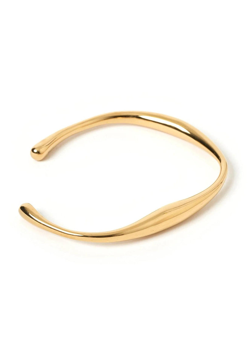 Elise Cuff Bracelet - Gold | Distorted Minimalist Wave Cuff 18K Gold ...